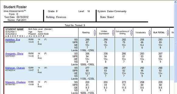 Student Roster