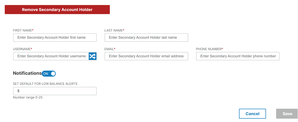 How to add a secondary account holder on the WJ V