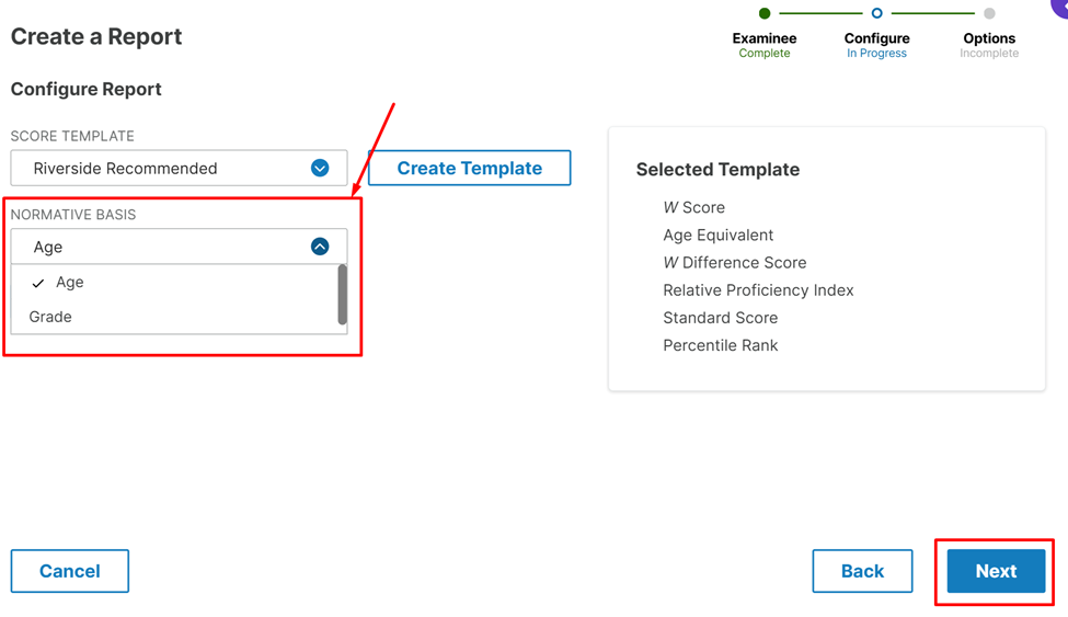How to change the Normative Basis when creating a report on the WJ V